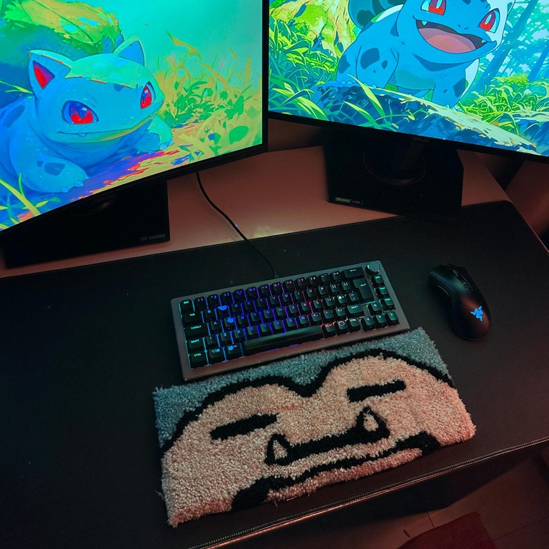 Custom Snorlax Handmade Fluffy Keyboard Rug, Cute Desk Mat, Plush ...