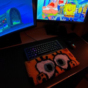 Custom Spongebob Keyboard Rug Handmade Fluffy Desk Mat Unique Gaming ...