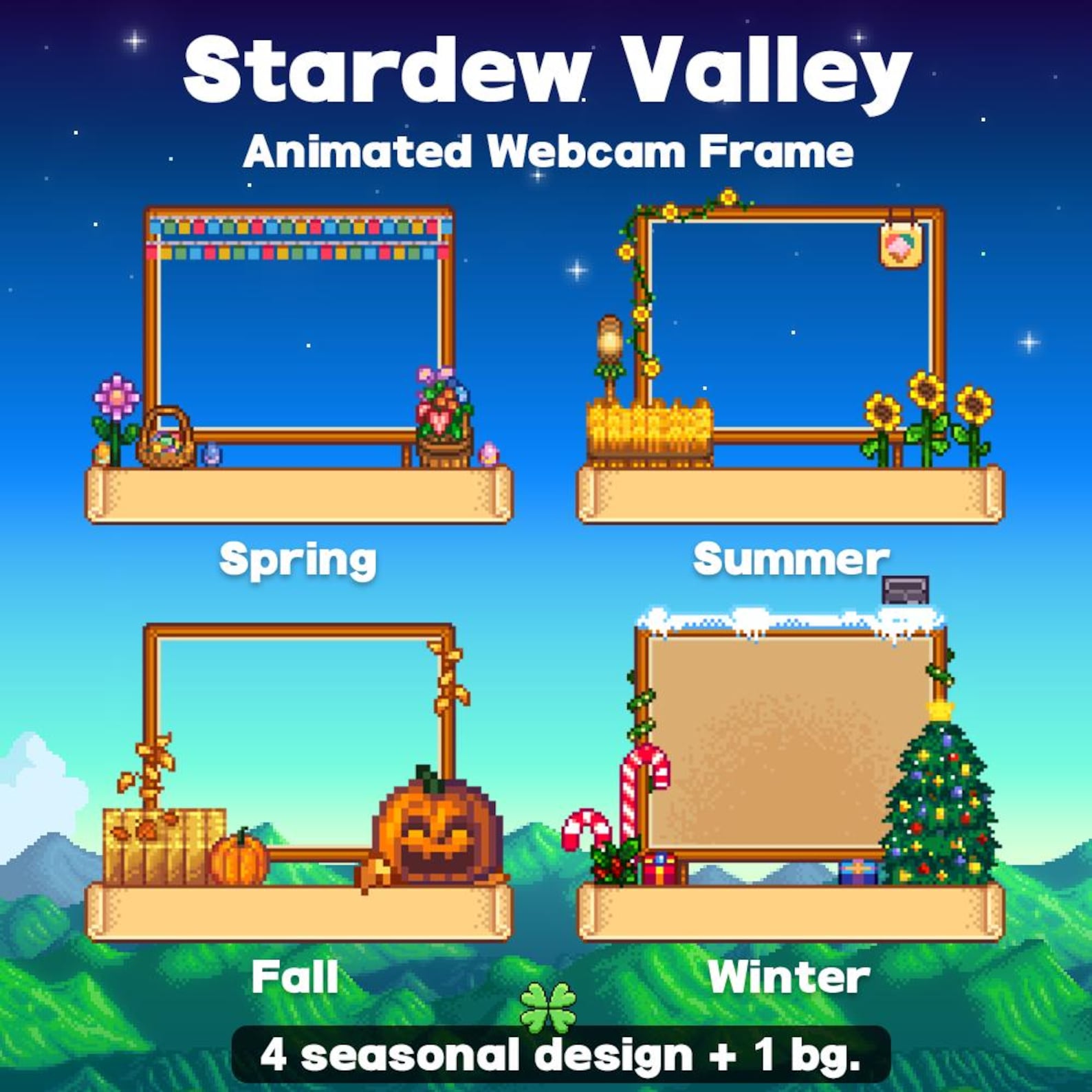 Animated Stardew Valley Seasonal Webcam Frame Pack | Camera Borders ...