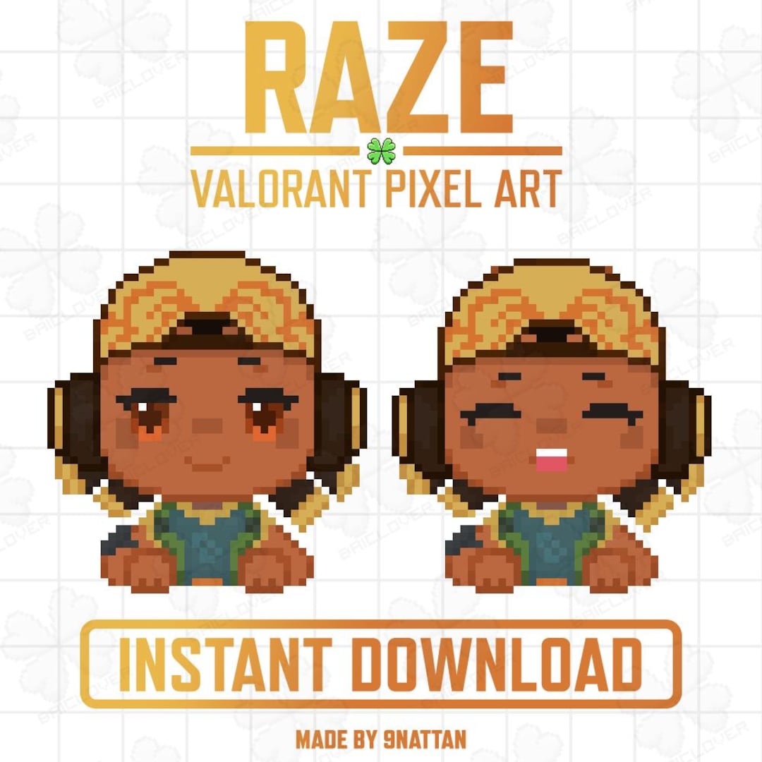 Valorant Raze Pixel Art Chibi PNGTUBER - Gamer Gift (digital Download ...