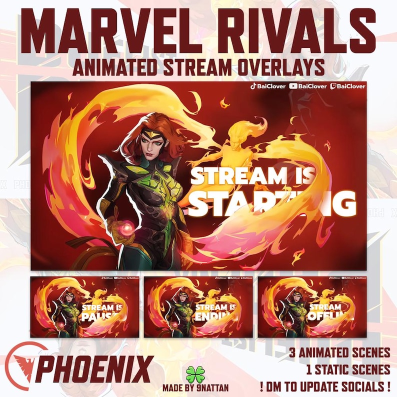 Phoenix Marvel Rivals Animated Stream Overlays - Etsy