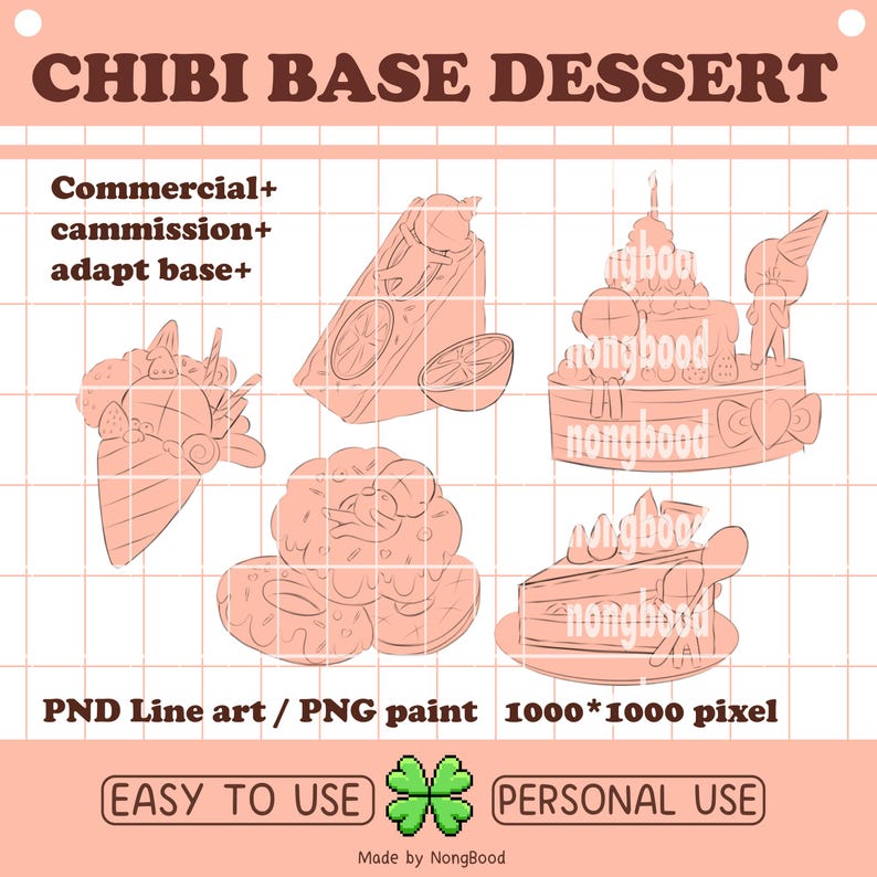 Kawaii Chibi Dessert Base: Line Art PNG Pack for Artists - Etsy