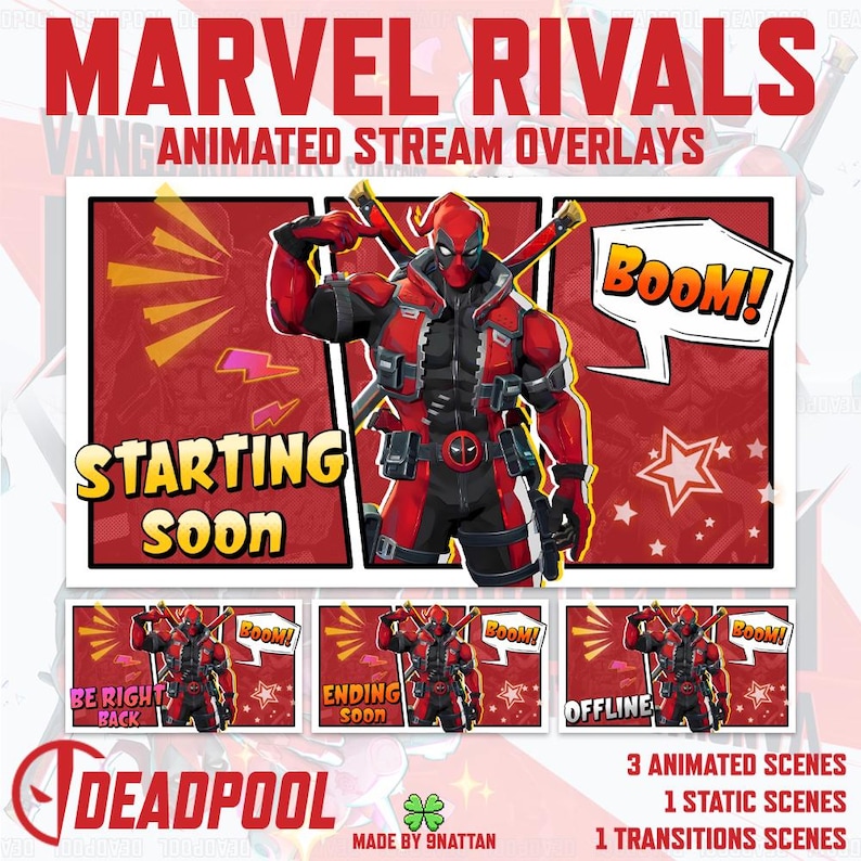 DEADPOOL Marvel Rivals Animated Screen Overlays | Twitch,kick,youtube ...