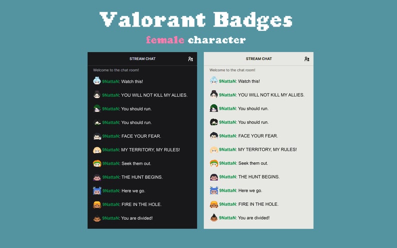 Valorant Female Character Badges for Twitch | Pixel Art, Charactor Head ...