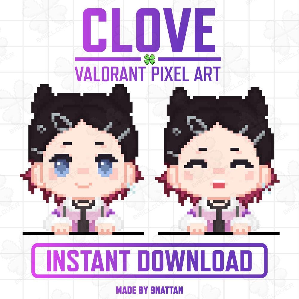 Valorant Agent Clove - Pixel Art Chibi | Digital Download Sticker ...