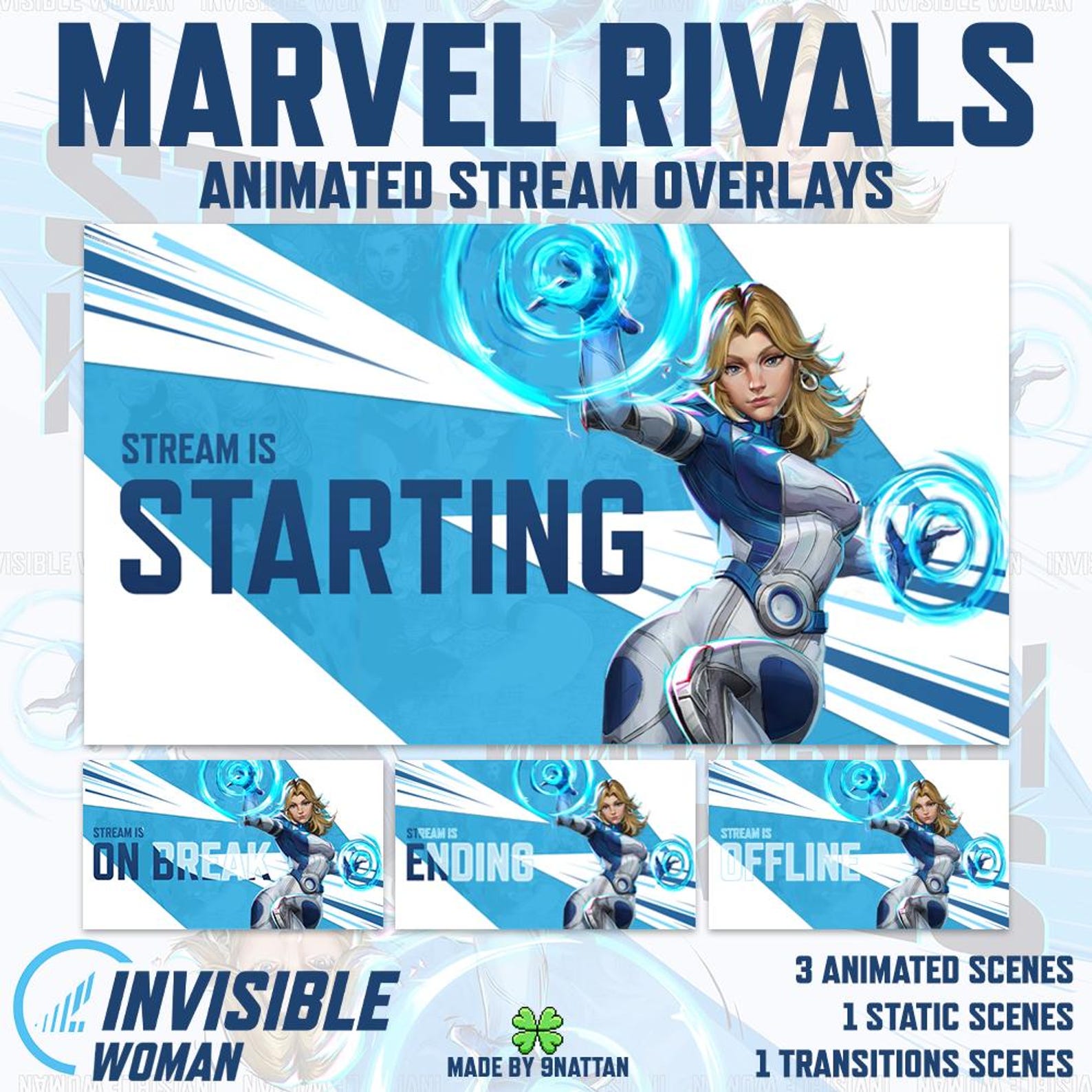 Invisible Woman Animated Stream Overlays | Marvel Rivals - Etsy