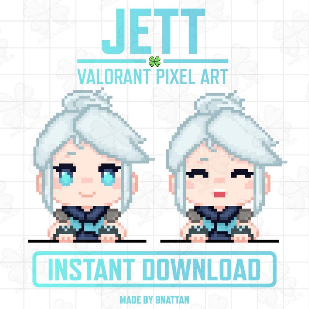 Valorant Agent Jett - Pixel Art Chibi | Digital Download Sticker ...