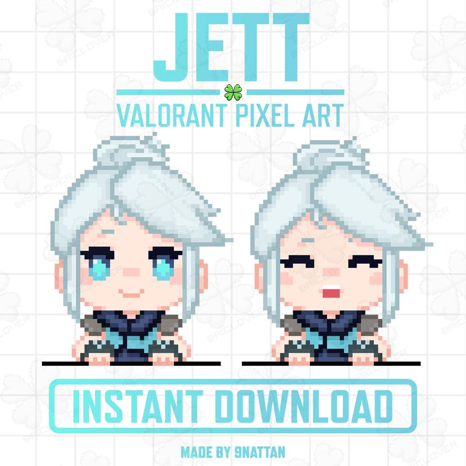 Valorant Agent Jett - Pixel Art Chibi | Digital Download Sticker | Gamer Gift | Riot Games Art ...