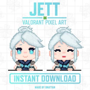Valorant Agent Jett - Pixel Art Chibi | Digital Download Sticker ...