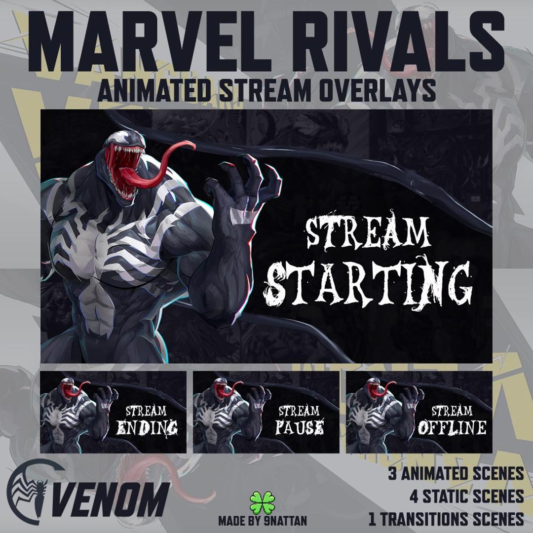 Venom Marvel Rivals Animated Screen Overlays | Twitch,kick,youtube ...