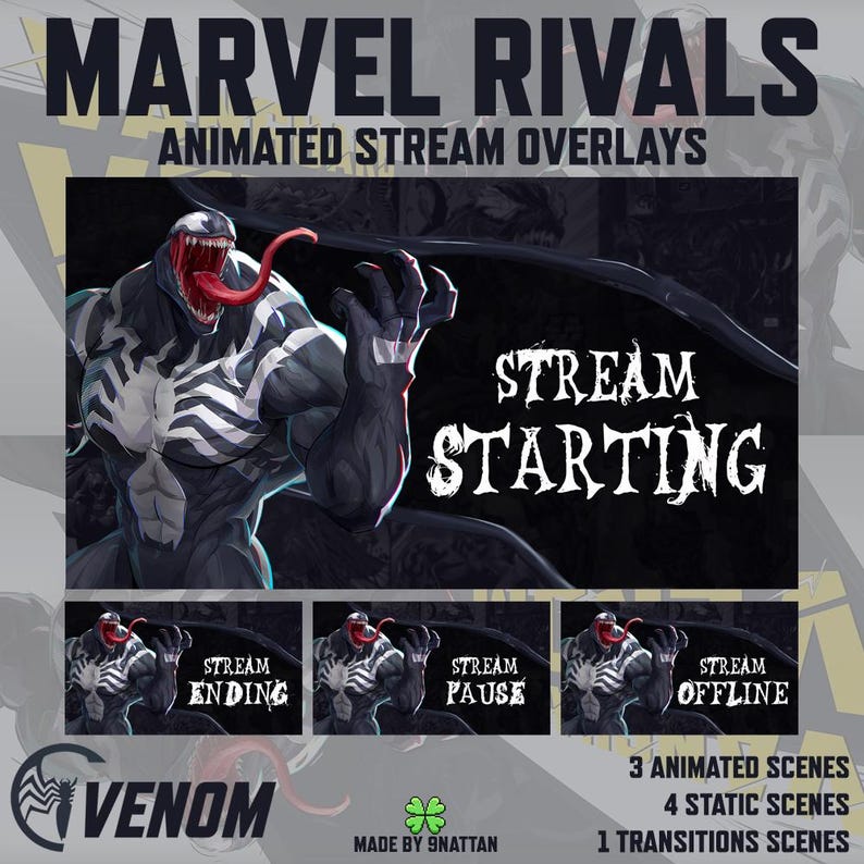 Venom Animated Stream Overlays | Marvel Rivals, Twitch, Kick, Youtube ...