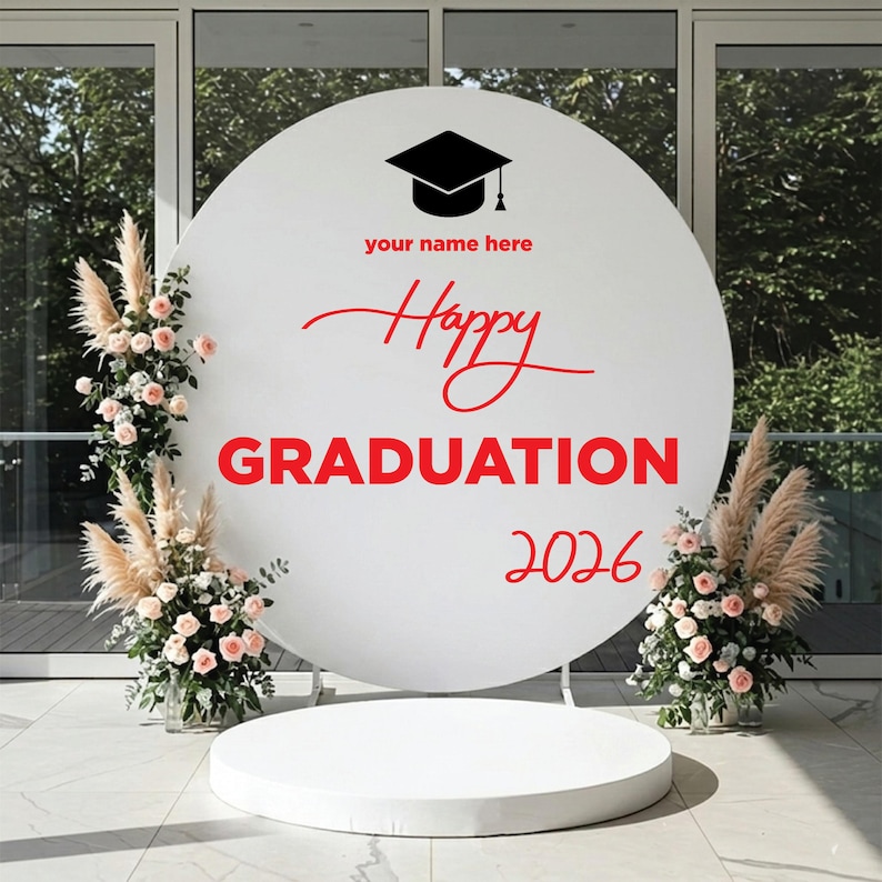 Custom Graduation Backdrop, Class of 2026, Happy Graduation, Arch Decal ...