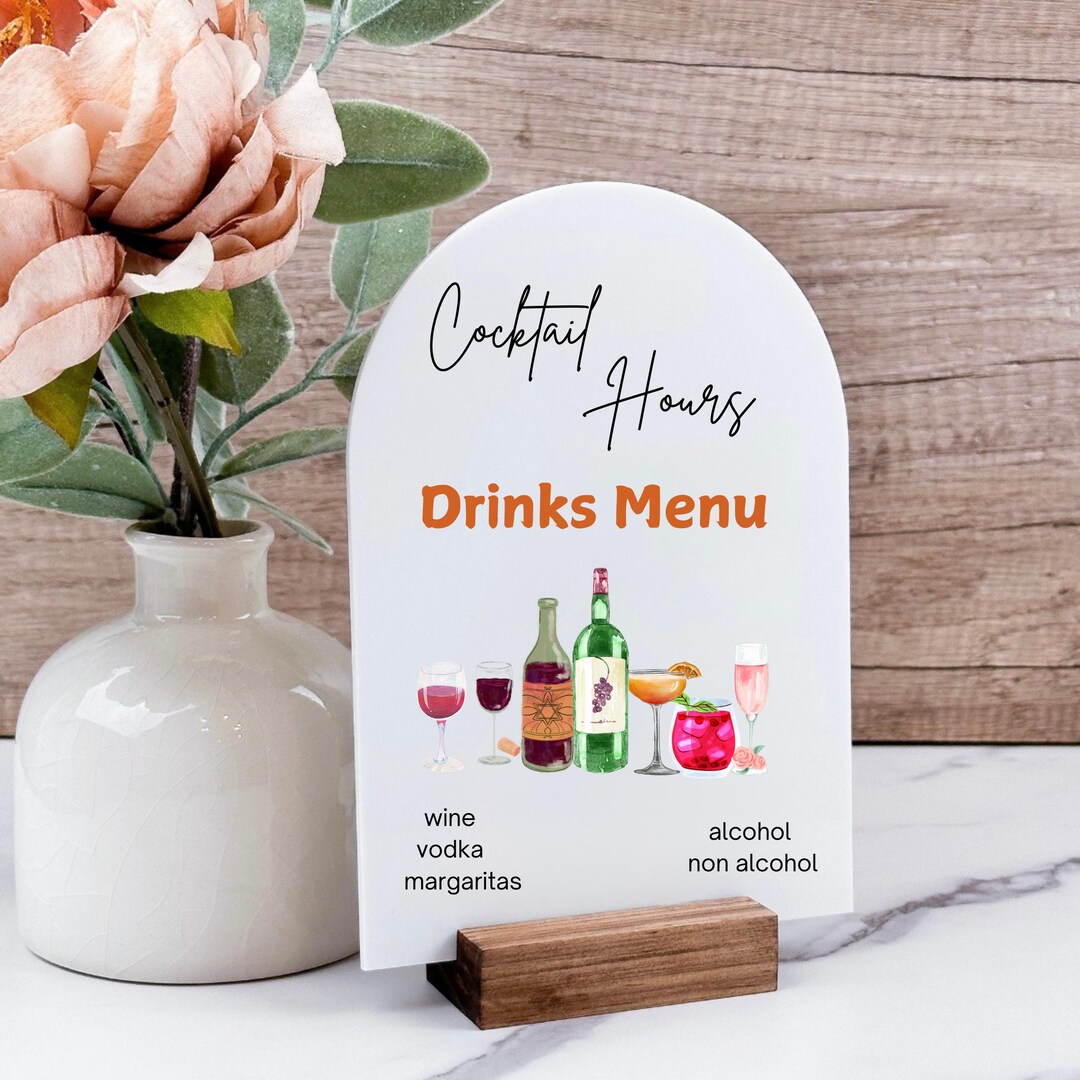 Custom Cocktail Sign Decal Cocktail Hour Sign Drink Menu Sign Signature ...