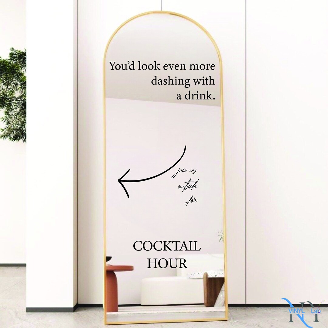 Personalized Cocktail Hours Wedding Sign Gold Mirror Vinyl Decal You ...