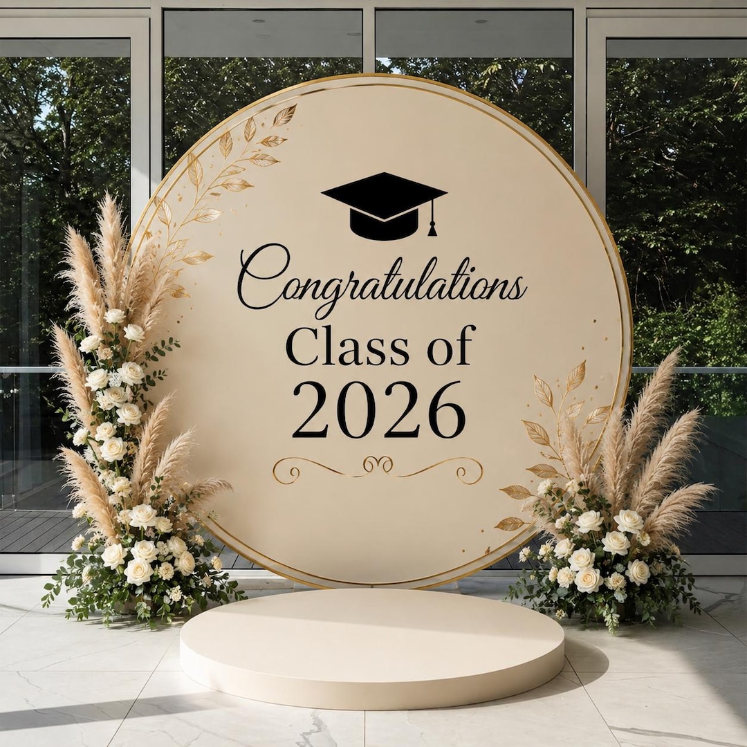 Custom Graduation Backdrop, Class of 2026, Happy Graduation, Arch Decal ...