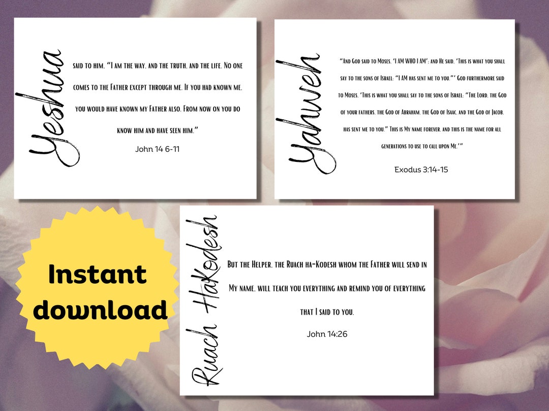 Yahweh Wall Art, Yeshua Wall Art, Ruach Hakodesh Wall Art, Minimalistic ...