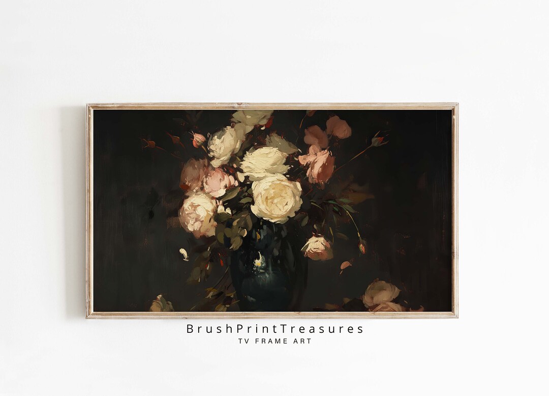 Frame TV Art White and Pink Roses, Spring Samsung Frame TV Art ...