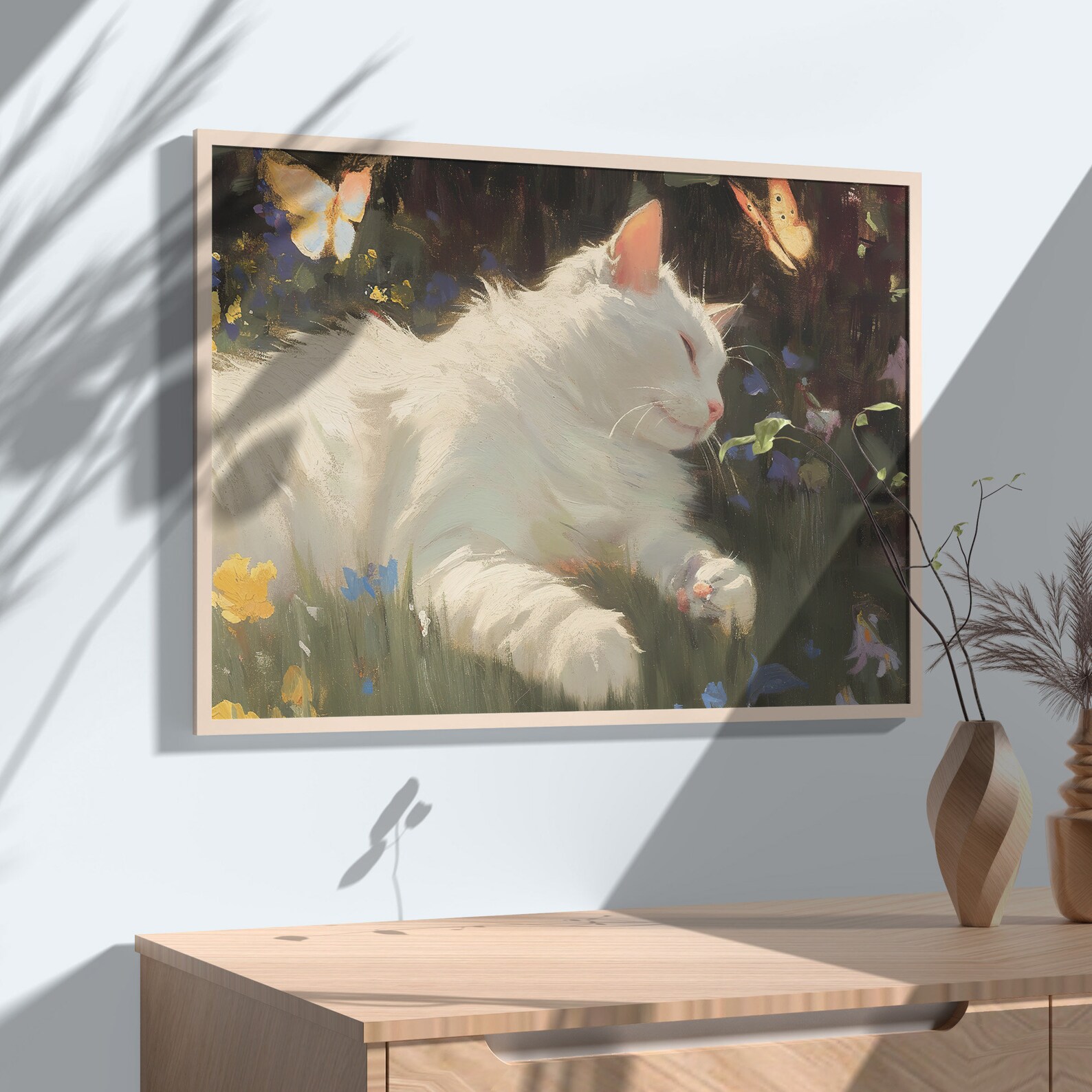 Printable Cat at Rest in the Grass Vintage Art PRINTABLE Spring ...