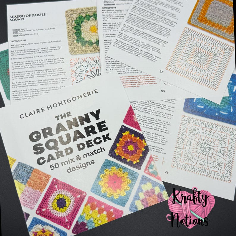 Granny Square 50 Card Deck With Book HARD to FIND - Etsy