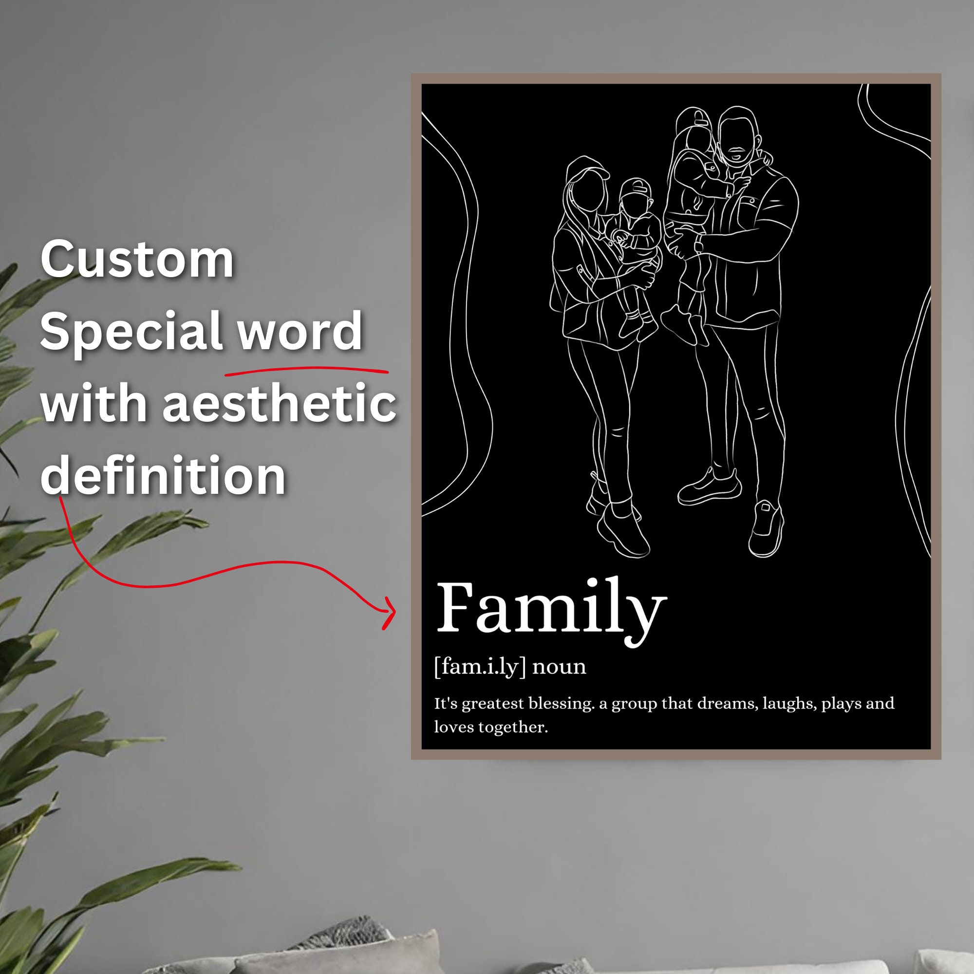 Faceless Line Drawing for Gift, Printable Wall Art for Living Room ...