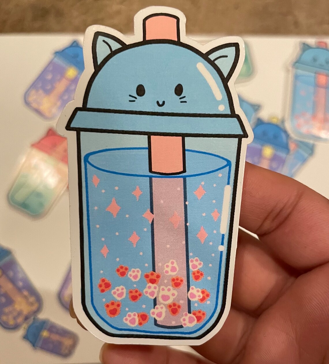 Kawaii Cat Boba Sticker 3 Variations - Etsy