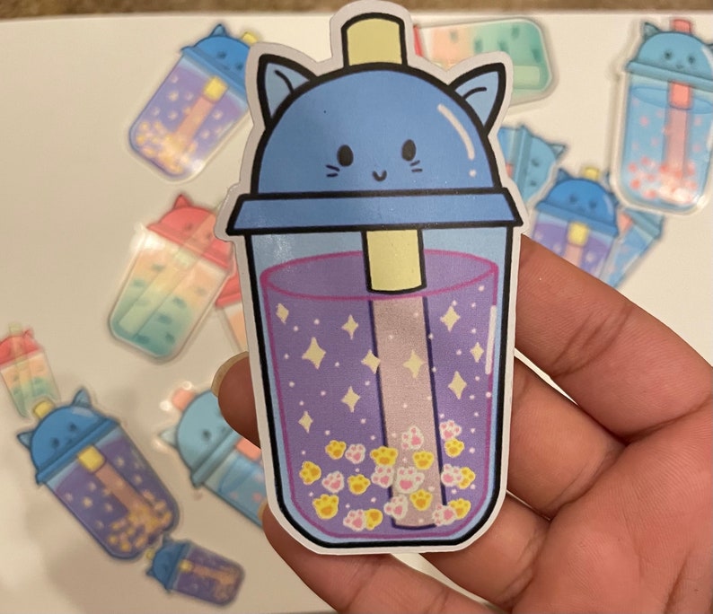 Kawaii Cat Boba Sticker 3 Variations - Etsy