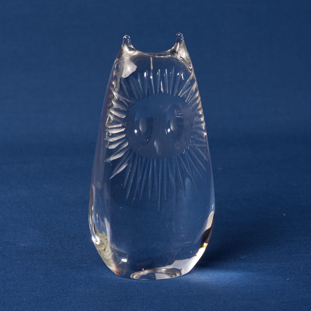Clear Crystal Scandinavian Owl Sculpture by Åfors Glasbruk, Designed by ...