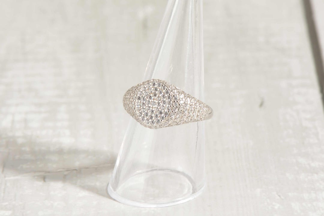 Vintage Sterling Silver Sparkle Cocktail Ring, With a Pave Set ...