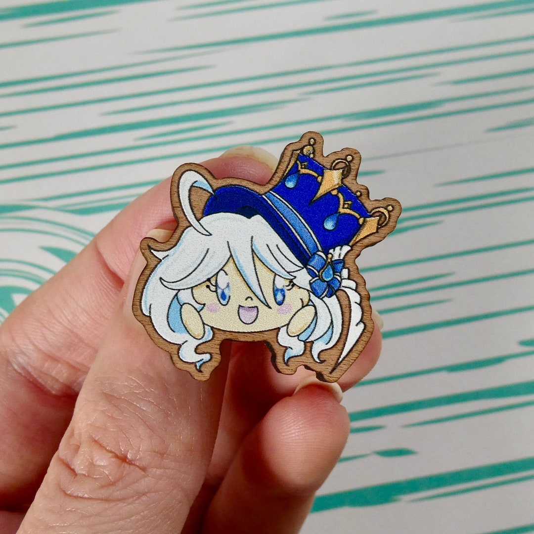 Genshin Impact Furina Wooden Pin Badge - Etsy