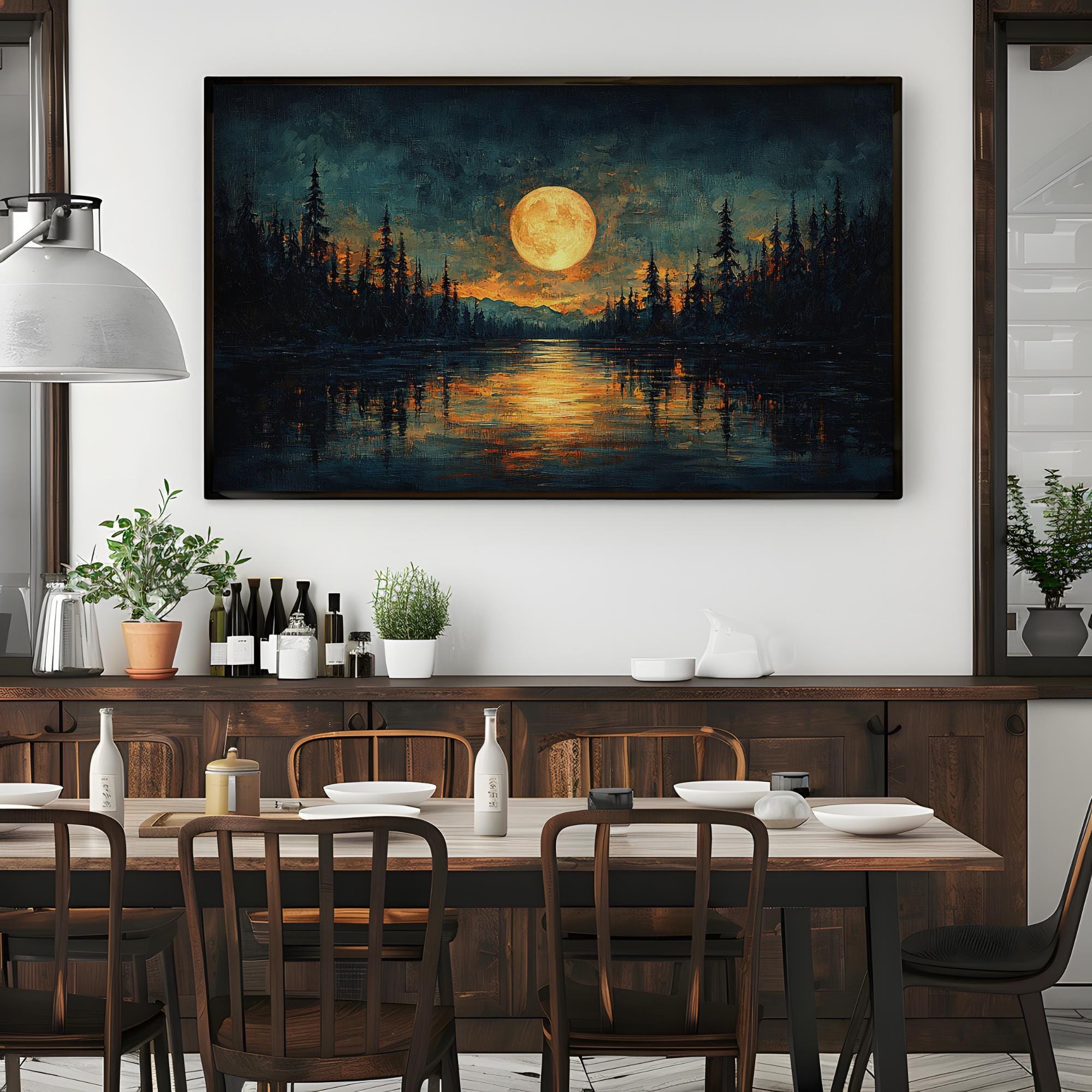 Frame TV Art JPG 4K High-resolution 300dpi - Golden Moonrise Over ...