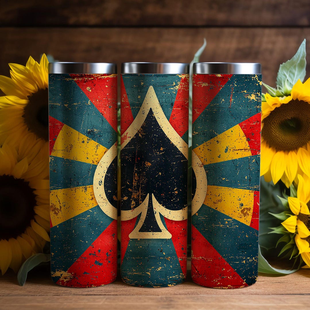 Vintage Spade Emblem With Radiant Background , Tumbler Wrap 20 Oz ...
