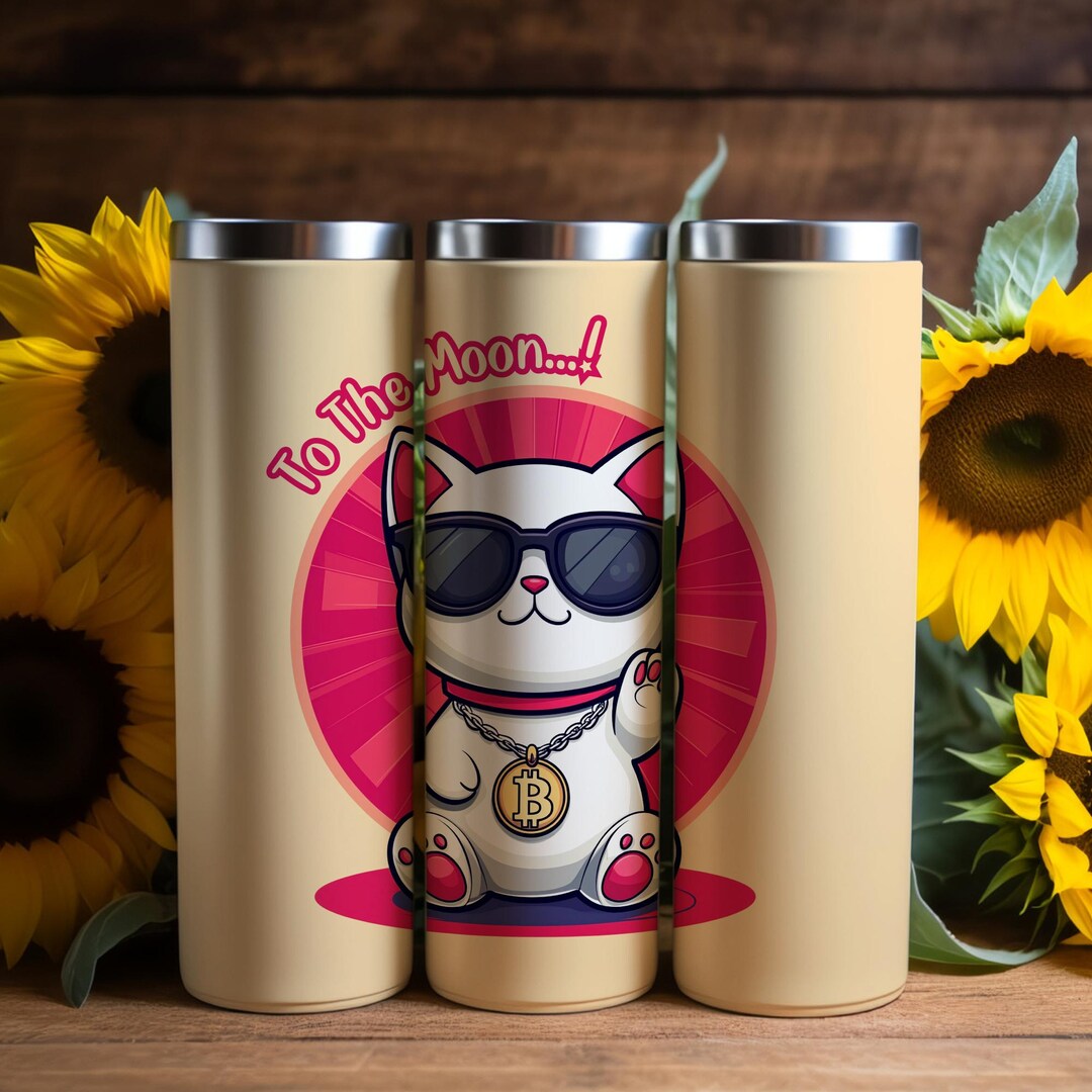 Tumbler Wrap 20 Oz , Digital Download PNG 300 Dpi Cool Crypto Cat the ...