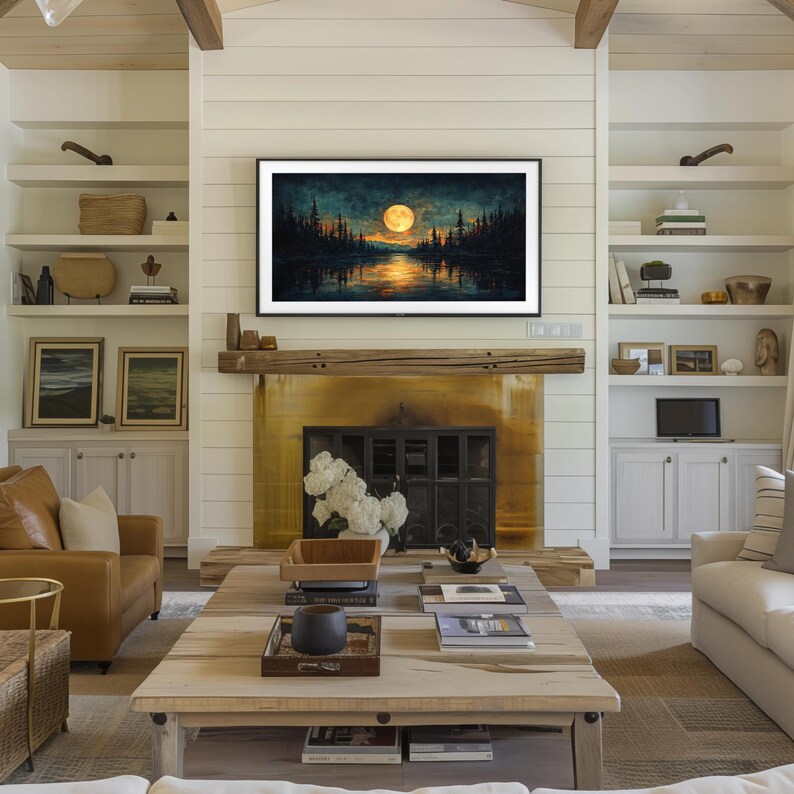 Frame TV Art JPG 4K High-resolution 300dpi - Golden Moonrise Over ...