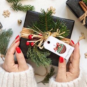 Printable Christmas Tag | Watercolor Knit Ornament | Gifts for Knitters ...