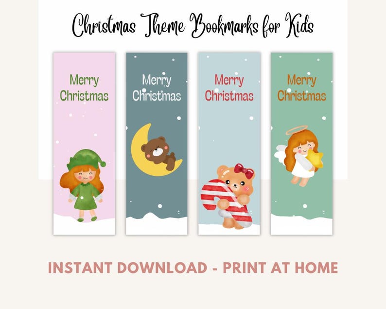Printable Bookmarks for Kids | Christmas Bookmarks | Book Page Holder ...