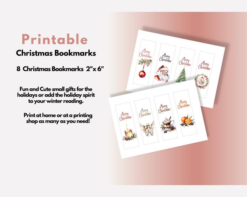 Christmas Bookmark Bundle | Printable Bookmarks | Gifts for Book Lovers ...