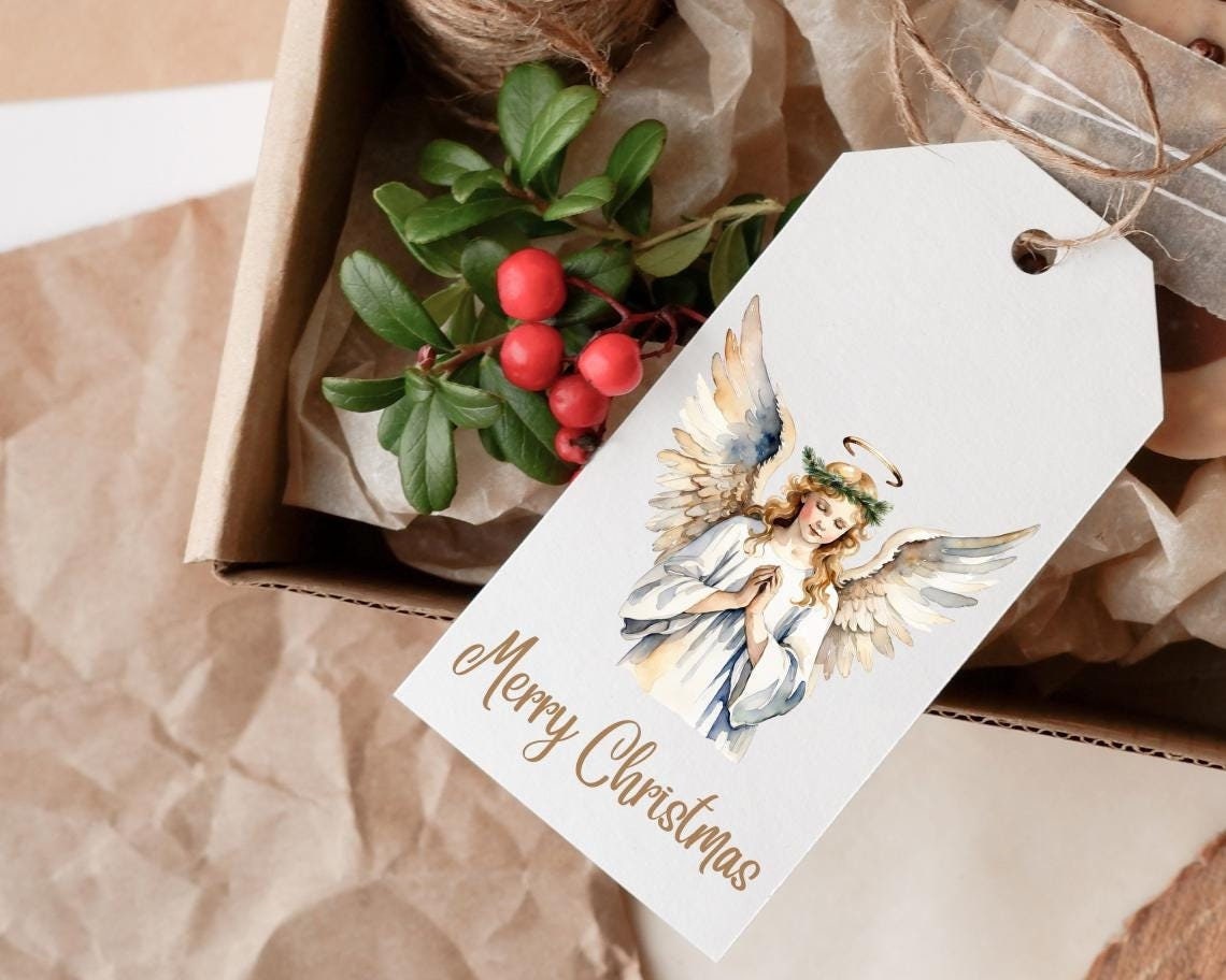 Christmas Gift Tags Printable | Vintage Christmas Angel | Gift Tags for ...