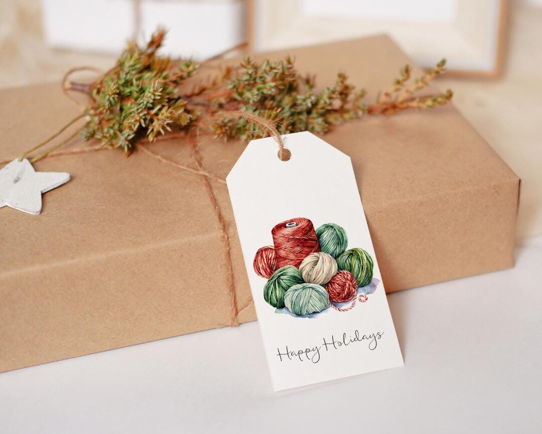 Christmas Gift Tags Printable | Watercolor Print of Wool Yarn | Tags ...