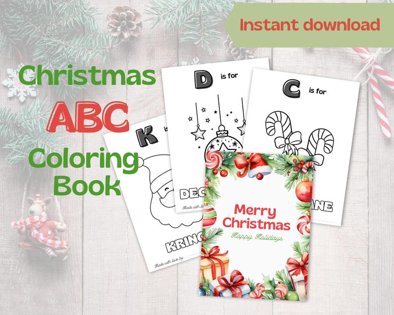 Christmas Coloring Pages, ABC Coloring Book, Kids Coloring Pages, ABC ...