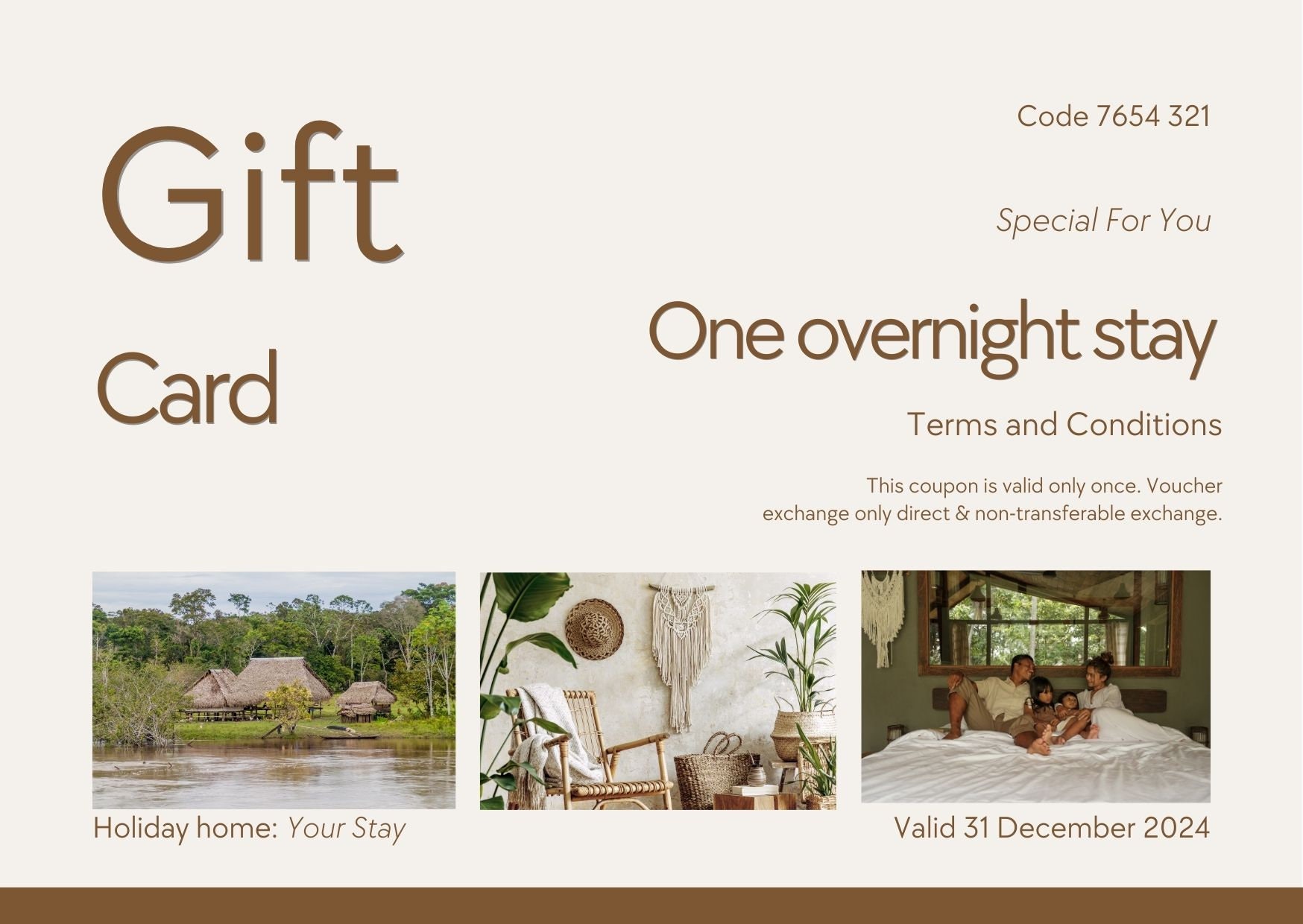 Airbnb Gift Card Template, Editable, Canva, Giftcard for Holliday ...