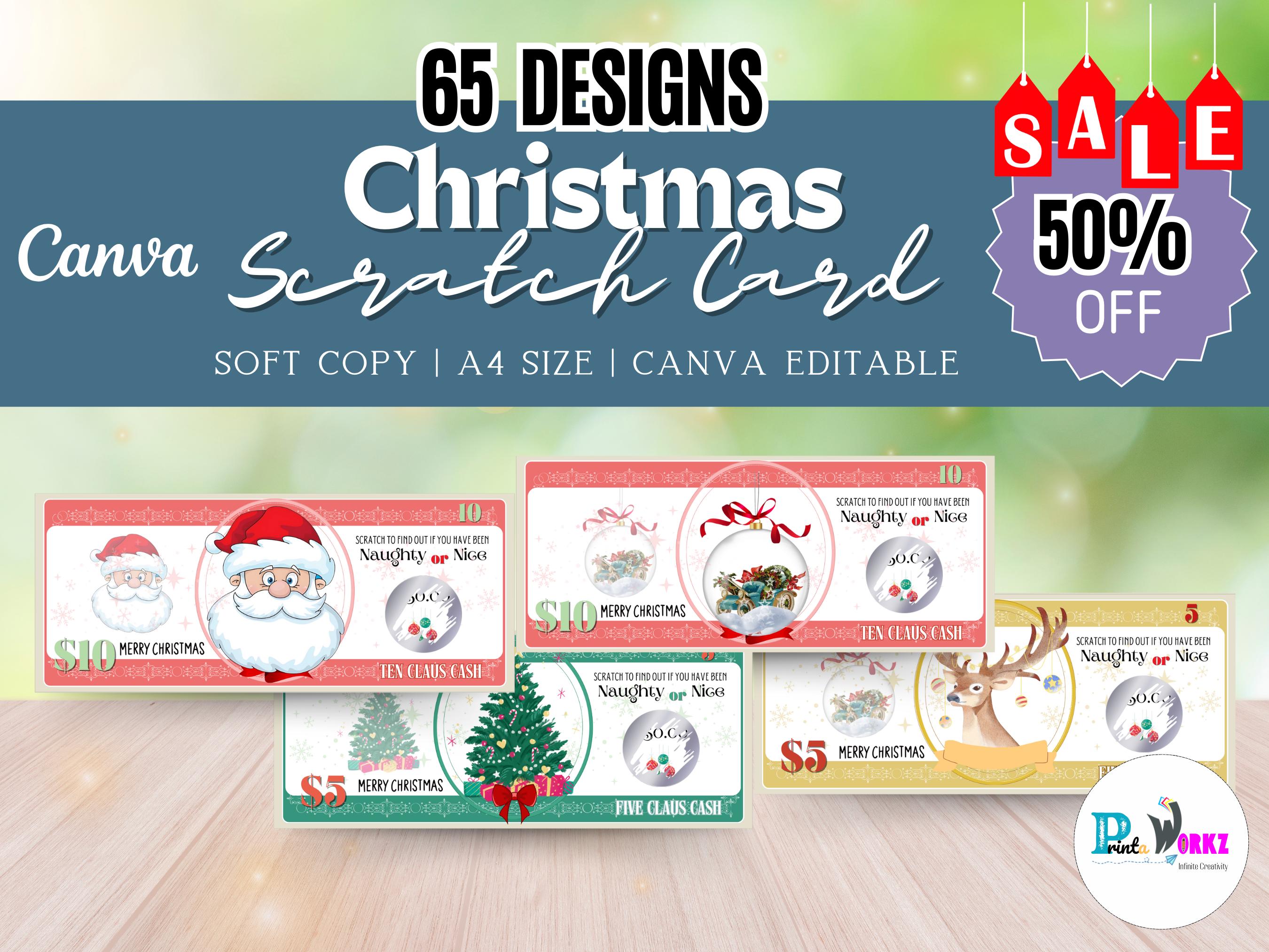 Editable Christmas Scratch Card Personalized Foiled Scratch Dollar ...
