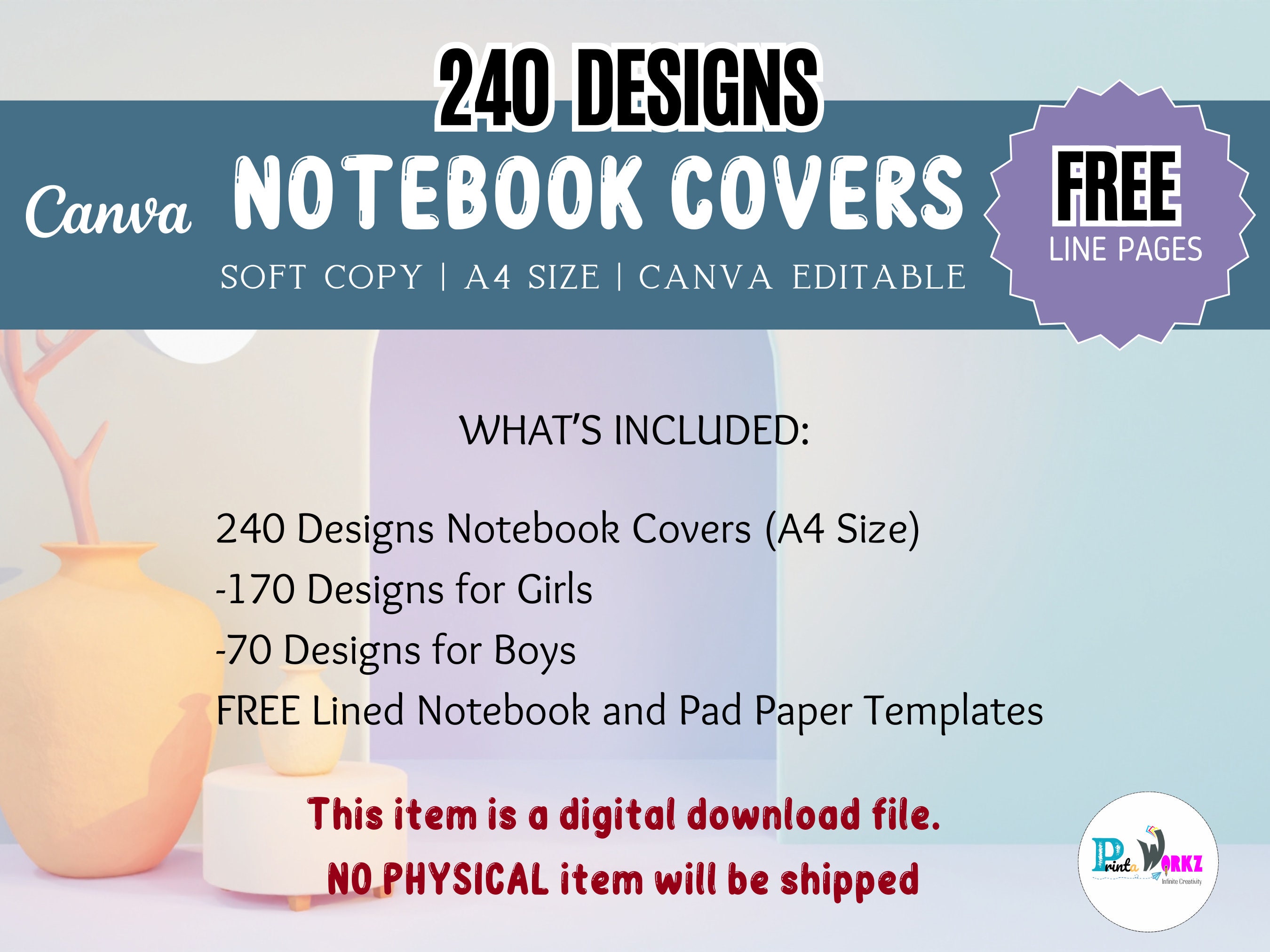 Canva Editable Notes Journal Cover | Planner Cover | Printable Covers ...