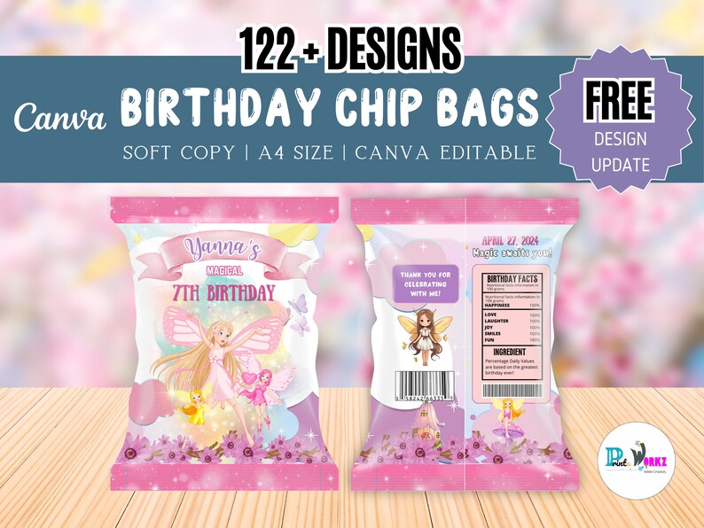 Editable Birthday Chip Bag Template: 122+ Canva Designs (digital File ...