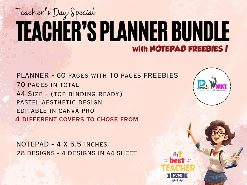 Editable in Canva Teacher Planner 2024, Aesthetic Planner, Lesson ...