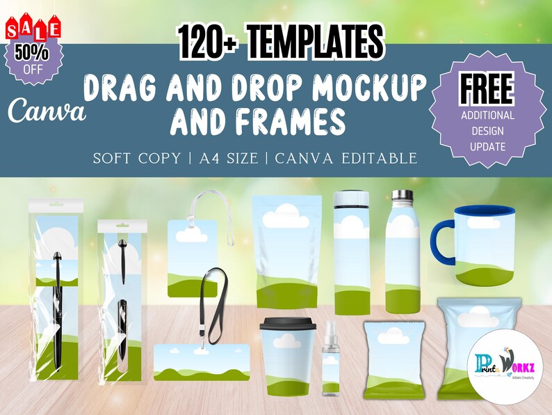94 Canva Editable Drag and Drop Mockup and Frames Chip Bags, Party ...