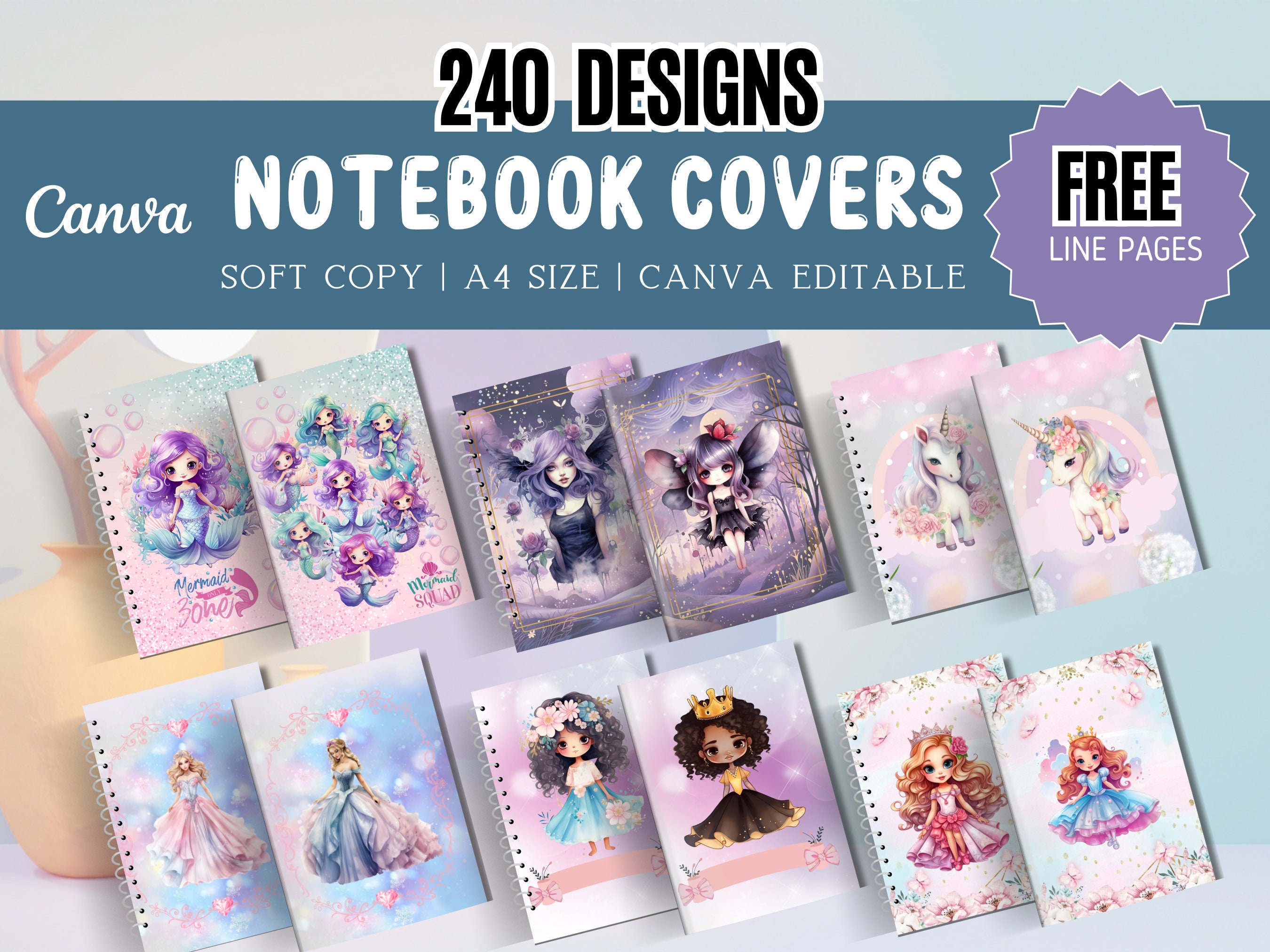 Canva Editable Notebook Cover Designs | A4 Printable (digital Download ...