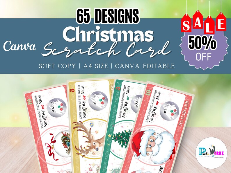 Editable Christmas Scratch Card Personalized Foiled Scratch Dollar ...