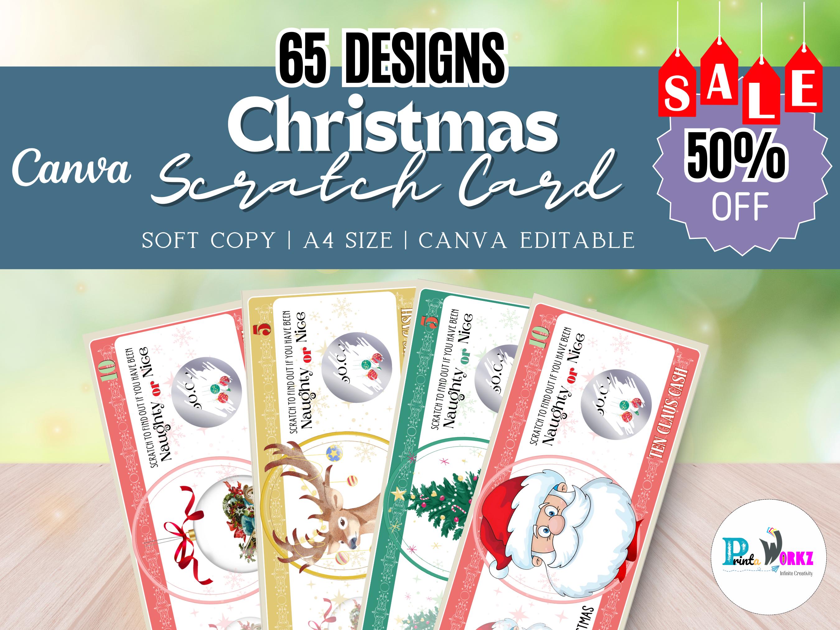 Editable Christmas Scratch Card Personalized Foiled Scratch Dollar ...