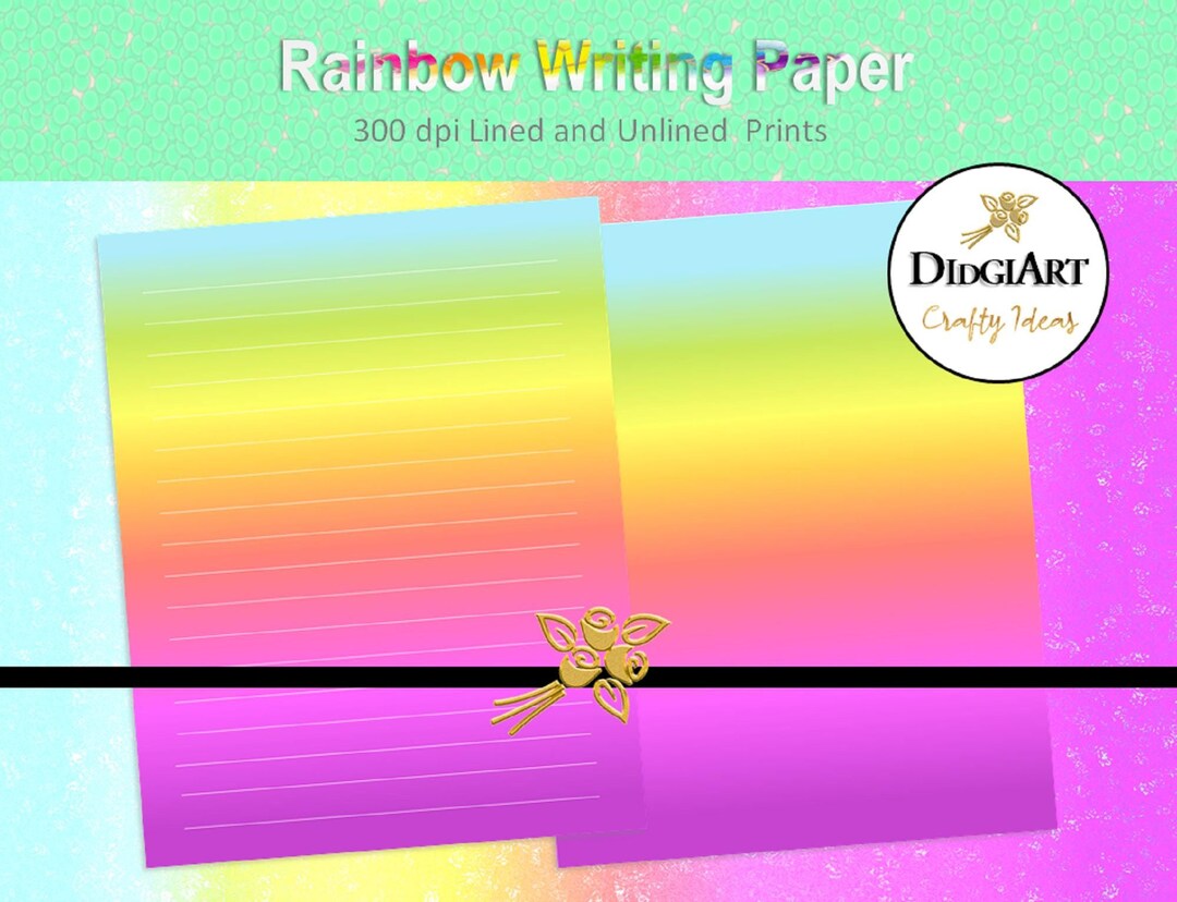 Rainbow Writing Paper White Lined and Unlined for School, Daily Journal ...