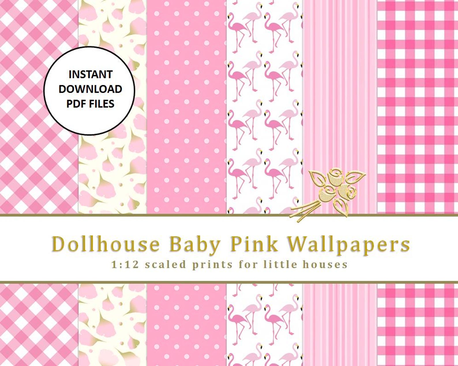 Pink Printable Dollhouse Wallpapers for Small Model Homes | 1:12 ...
